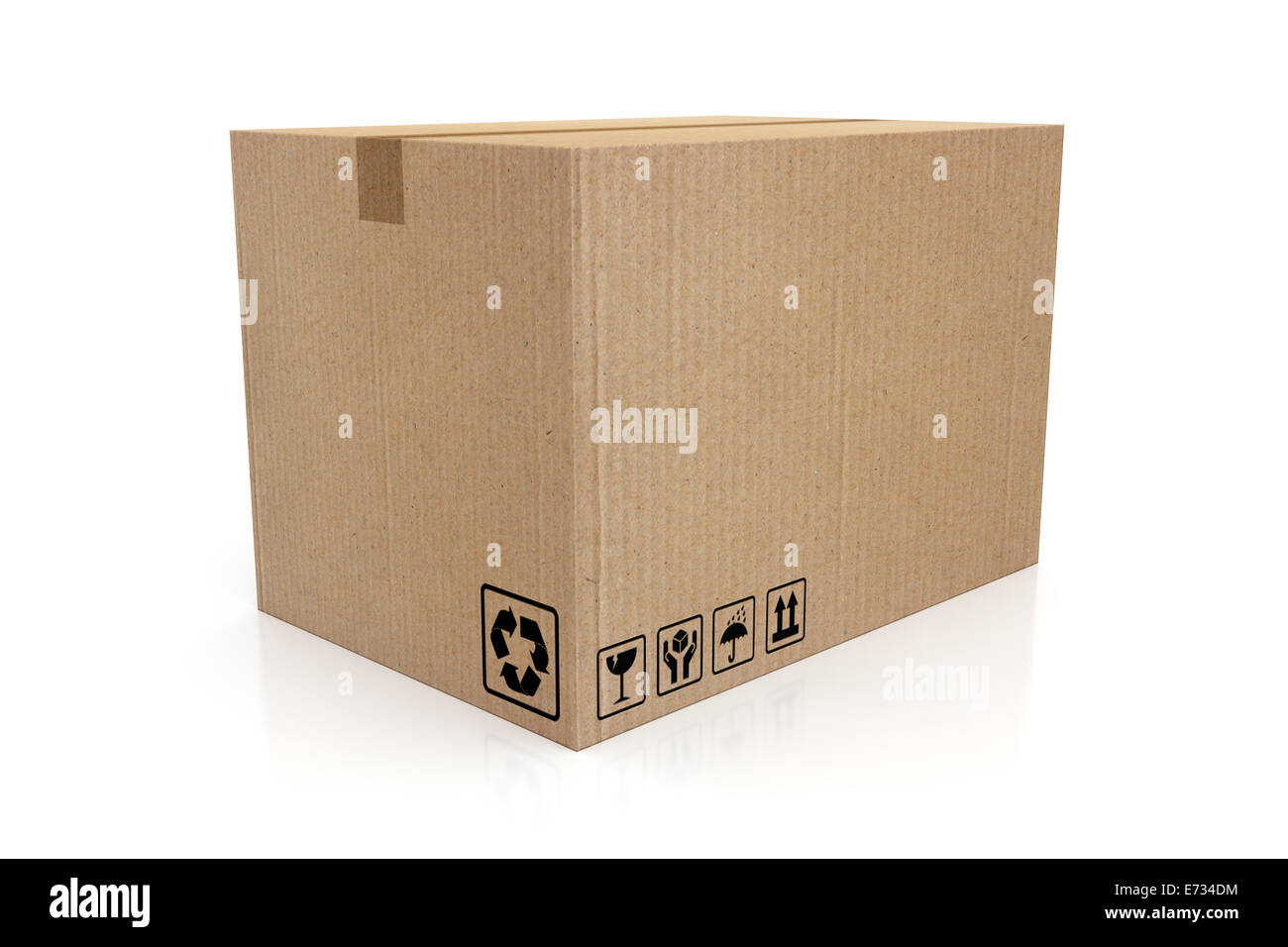 Closed cardboard box isolated on white background with reflection Stock ...