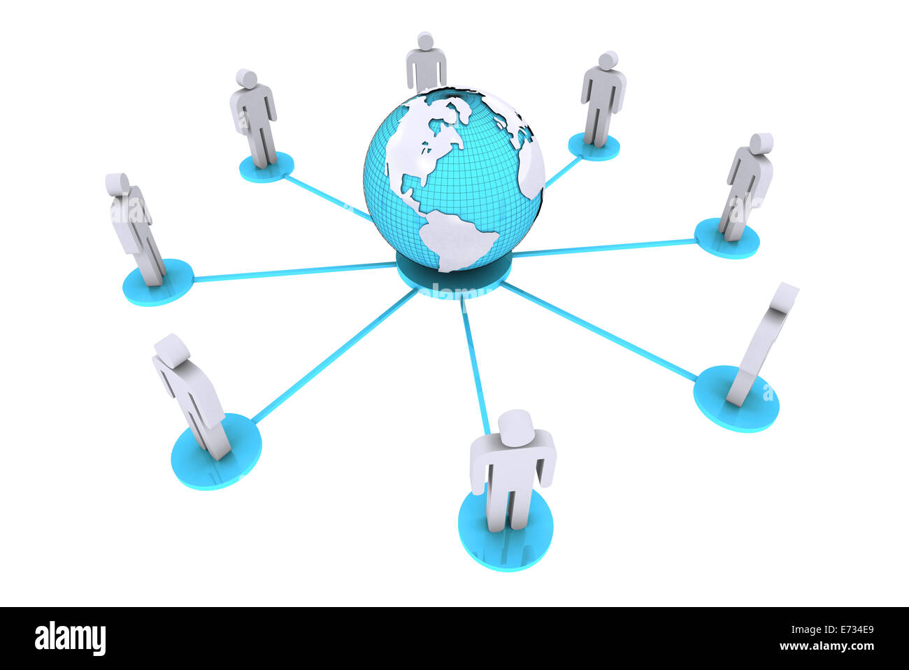 3D render of concept for human connection around world on white ...