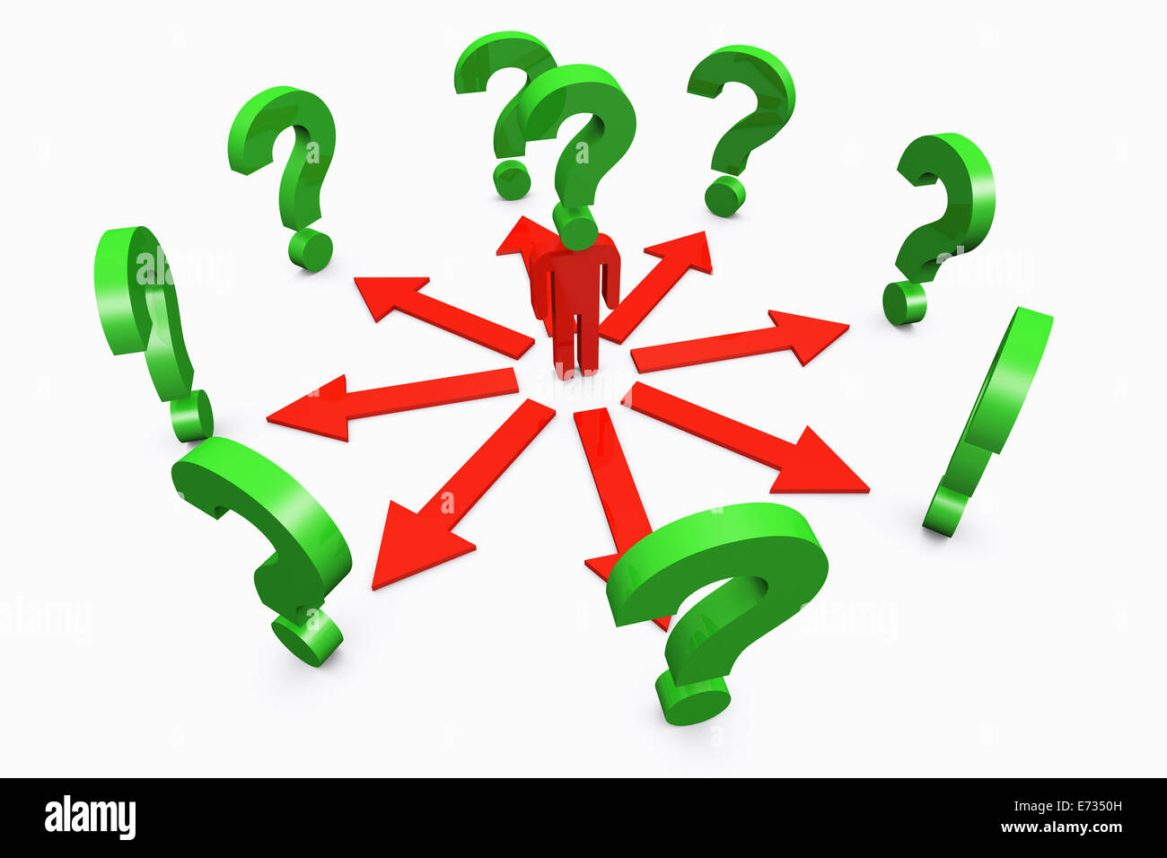 Conceptual question mark human standing around with question mark on ...