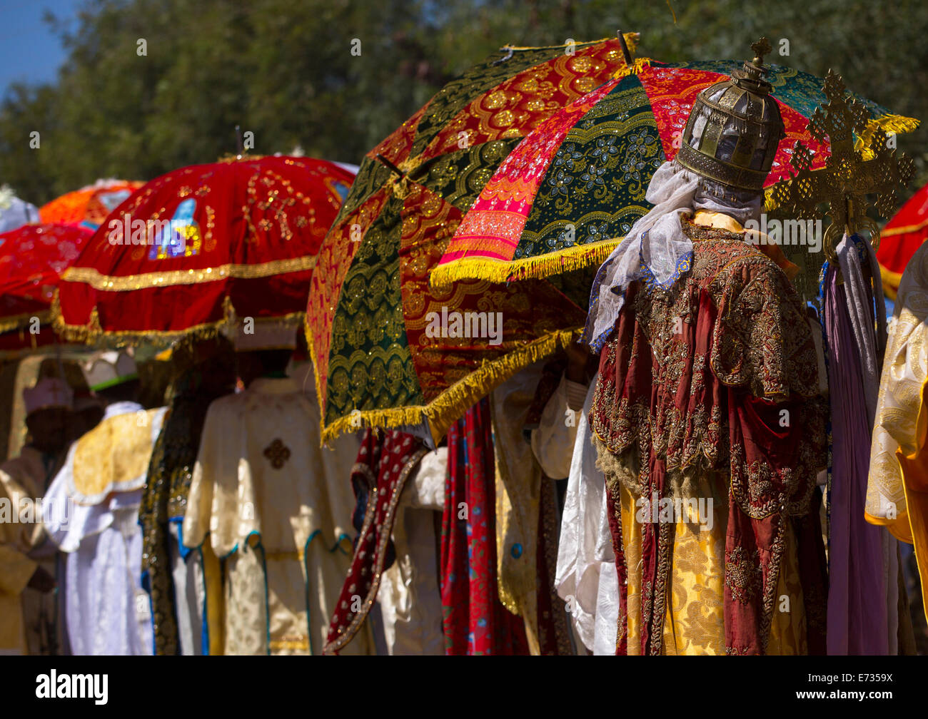 Ethiopian Orthodox Priest Procession Celebrating The Colorful Timkat ...