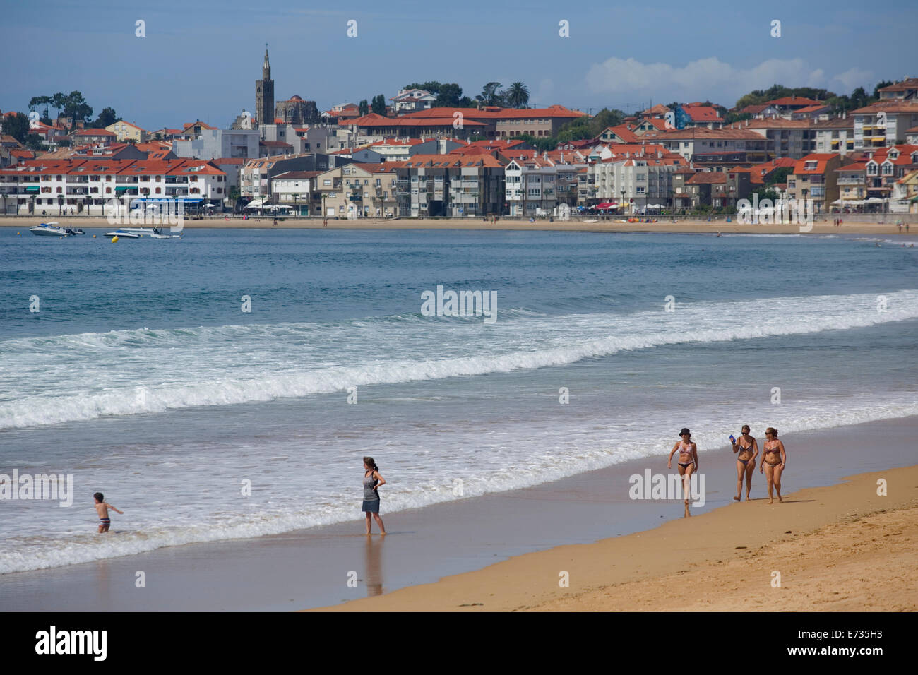 People at the beach, in Baiona, Galicia, Spain Stock Photo - Alamy