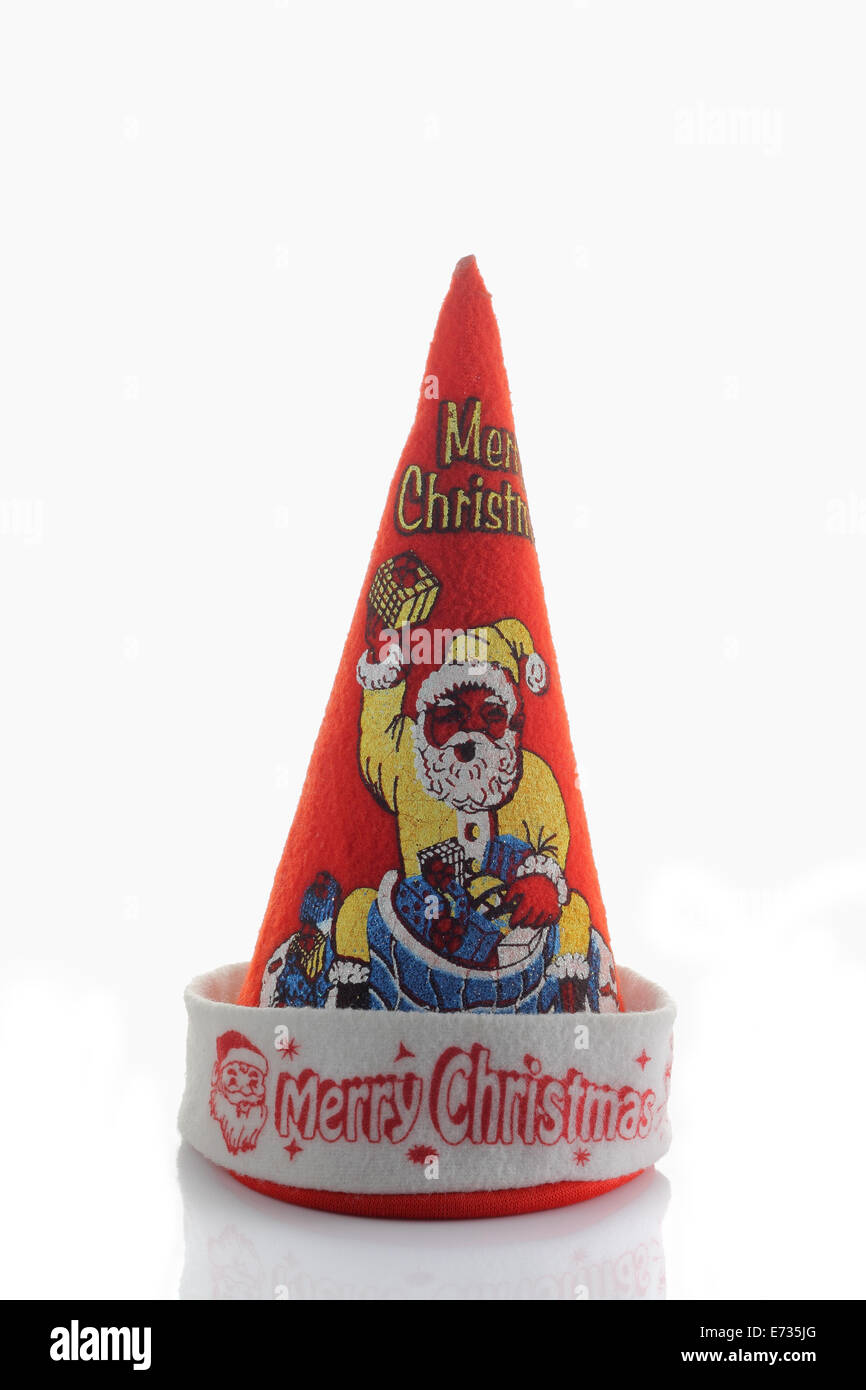 Single Santa Claus red hat isolated on white background Stock Photo - Alamy