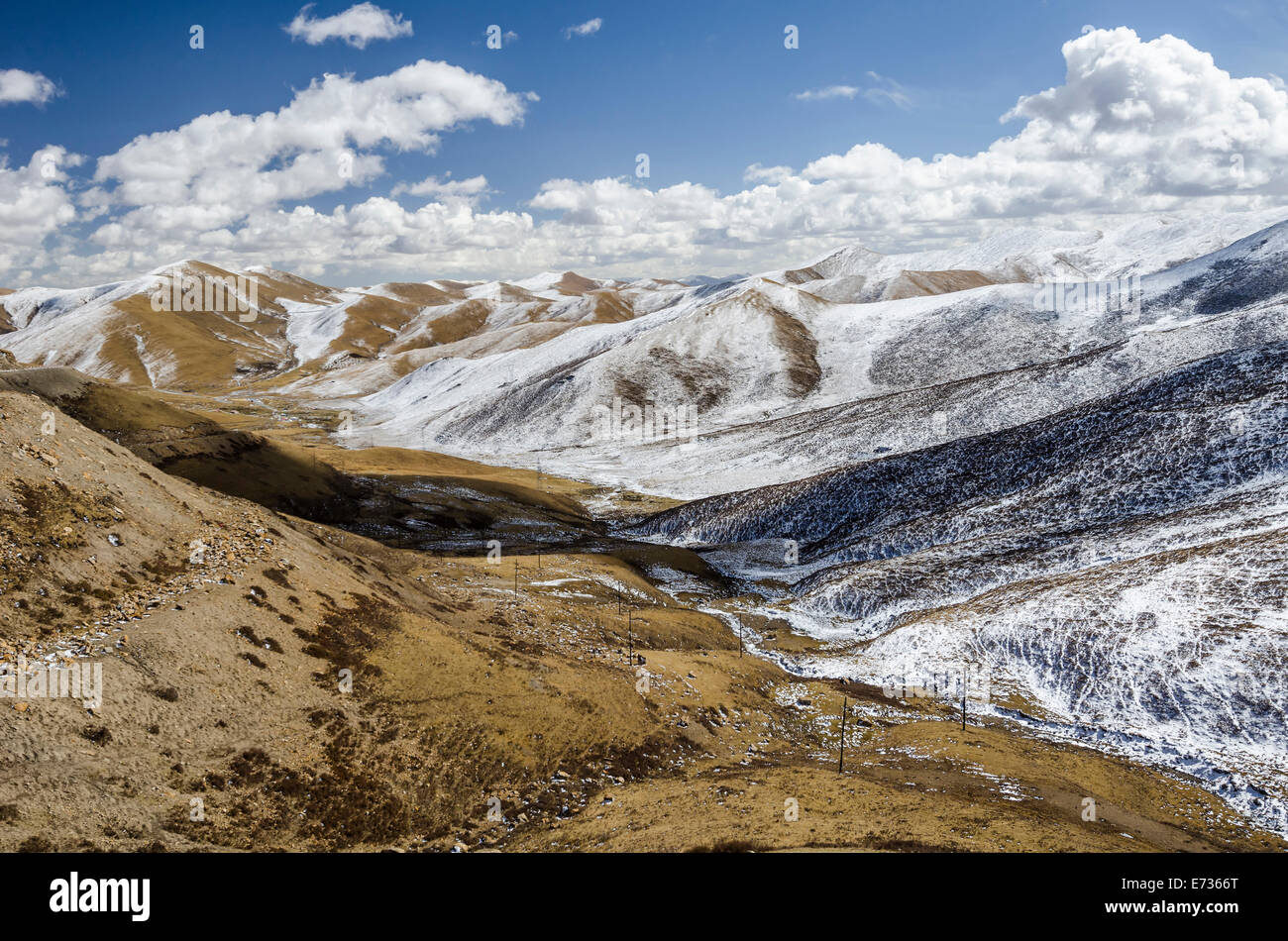 China, Tibet, Landscape, Majestic high altitude landscape of snowy ...