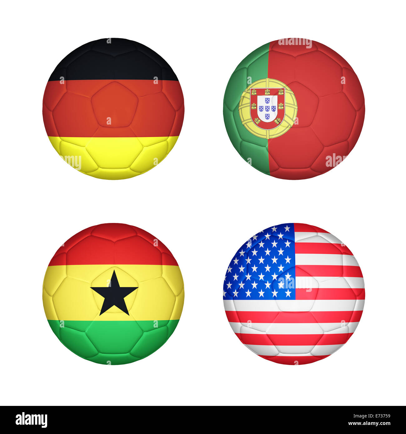 Soccer ball mapping with 4 country flags set Stock Photo - Alamy