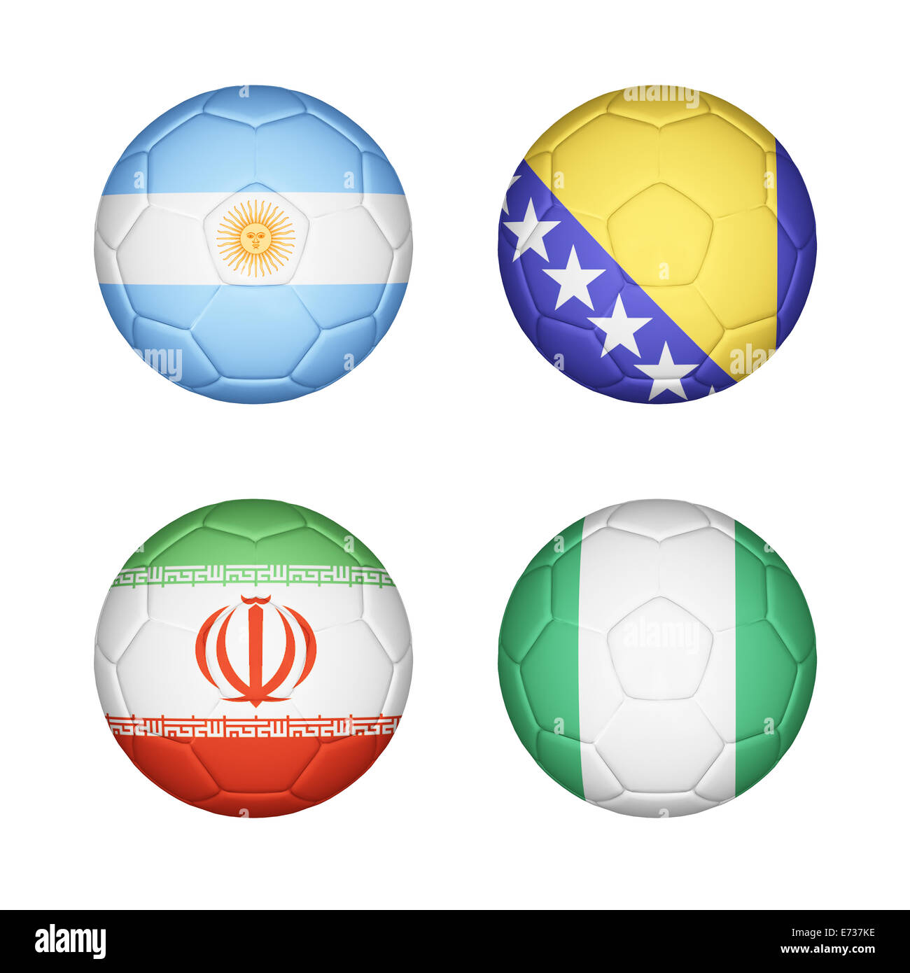 Soccer ball mapping with 4 country flags set Stock Photo - Alamy