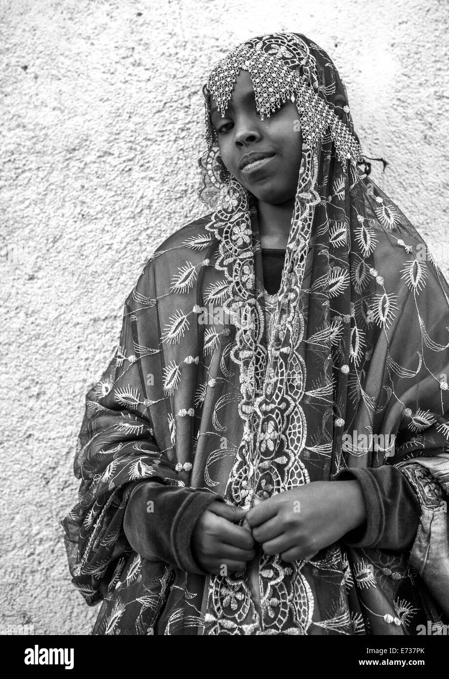 Miss Fayo, An Harari Girl In Traditional Costume, Harar, Ethiopia Stock ...