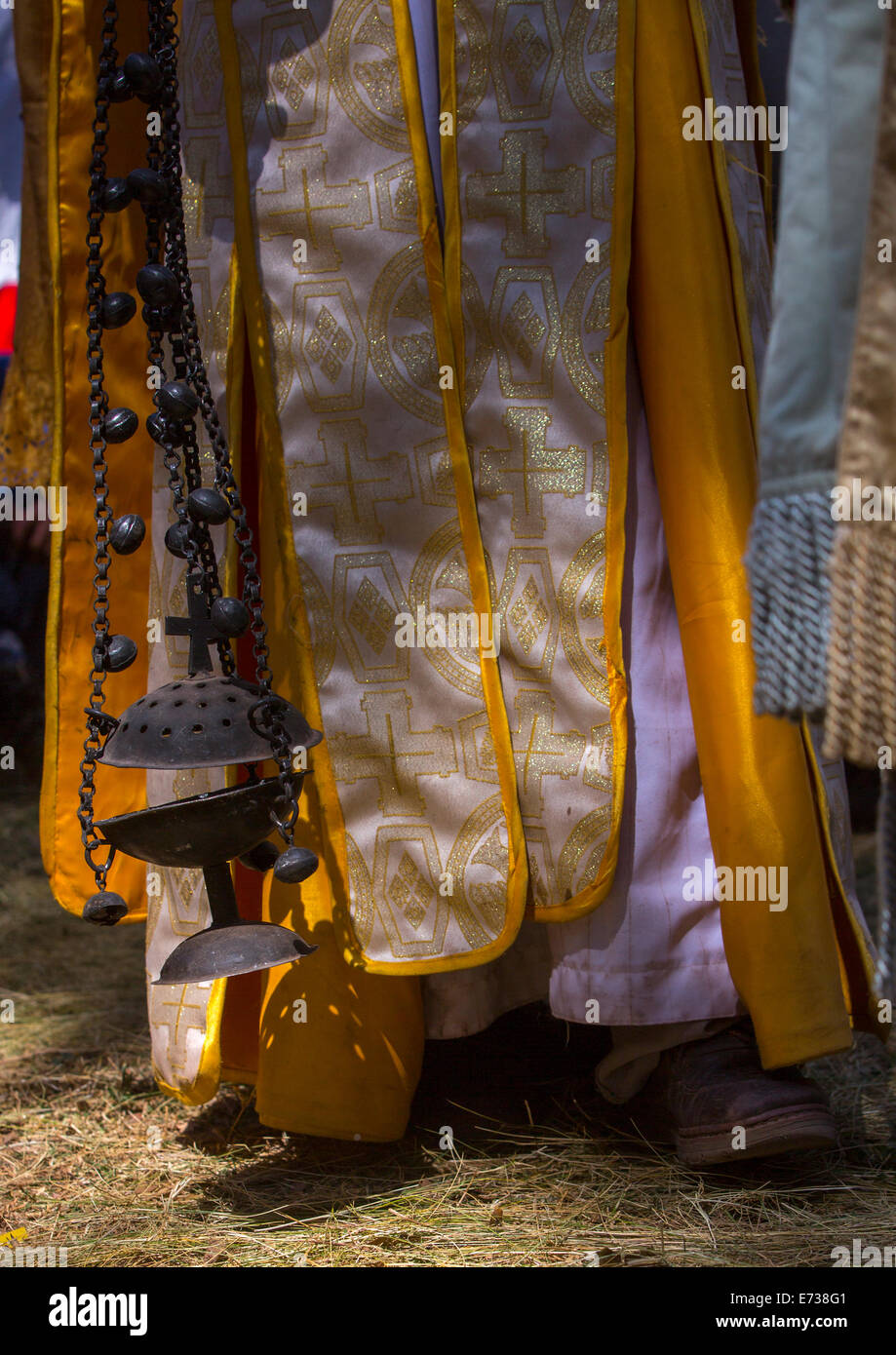 Ethiopian Orthodox Priest Spreading Insence With A Censer During Timkat ...