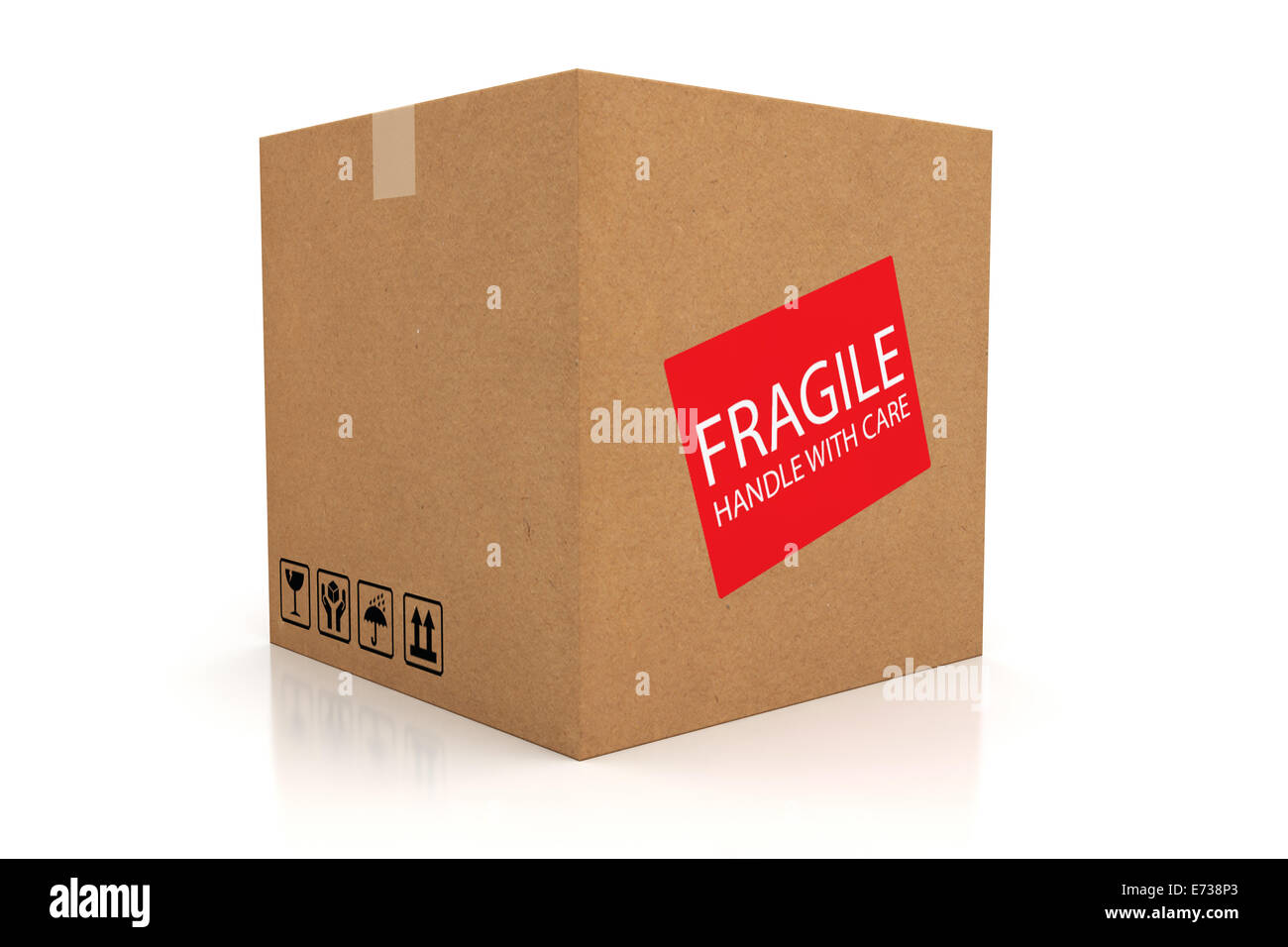 Closed cardboard box isolated on white background with reflection Stock ...