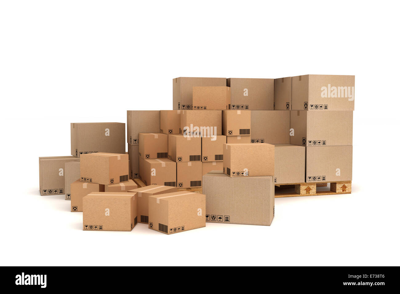 Cardboard boxes on pallet. Cargo, delivery and transportation logistics ...