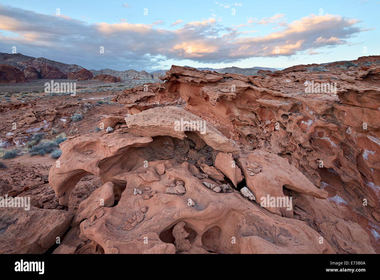 Sandstone formation under clouds, Gold Butte, Nevada, United States of ...
