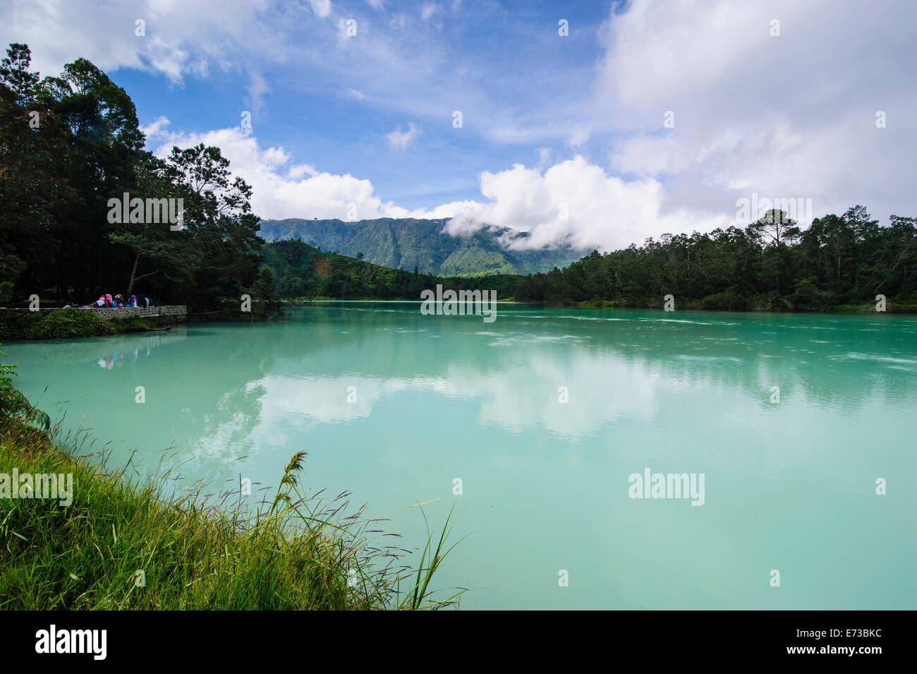 Twin lakes Telaga Warna and Telaga Pengilon, Dieng Plateau, Java ...