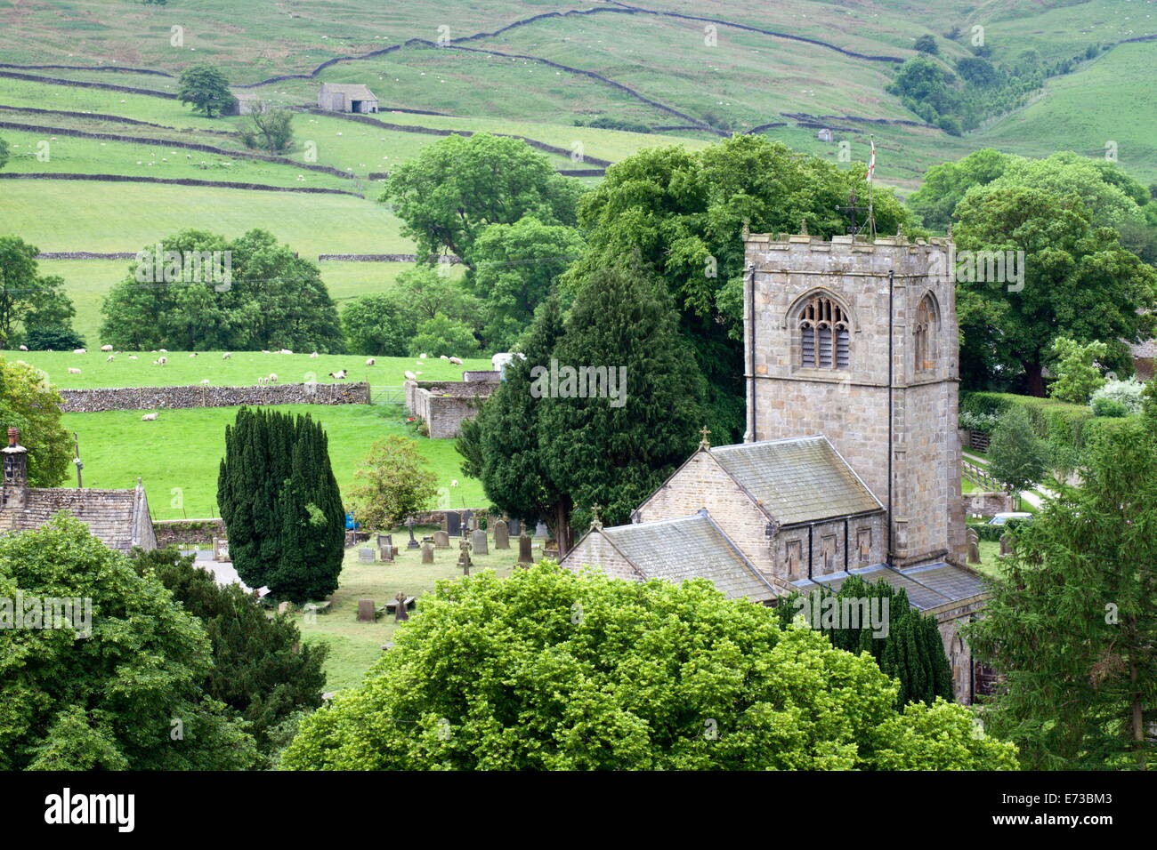 St. Wilfrids Church in the village of Burnsall in Wharfedale, Yorkshire ...