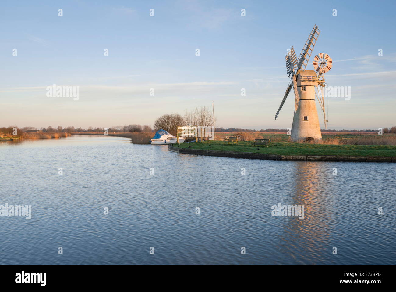 A view of Thurne Mill in the Norfolk Broads, Norfolk, England, United ...