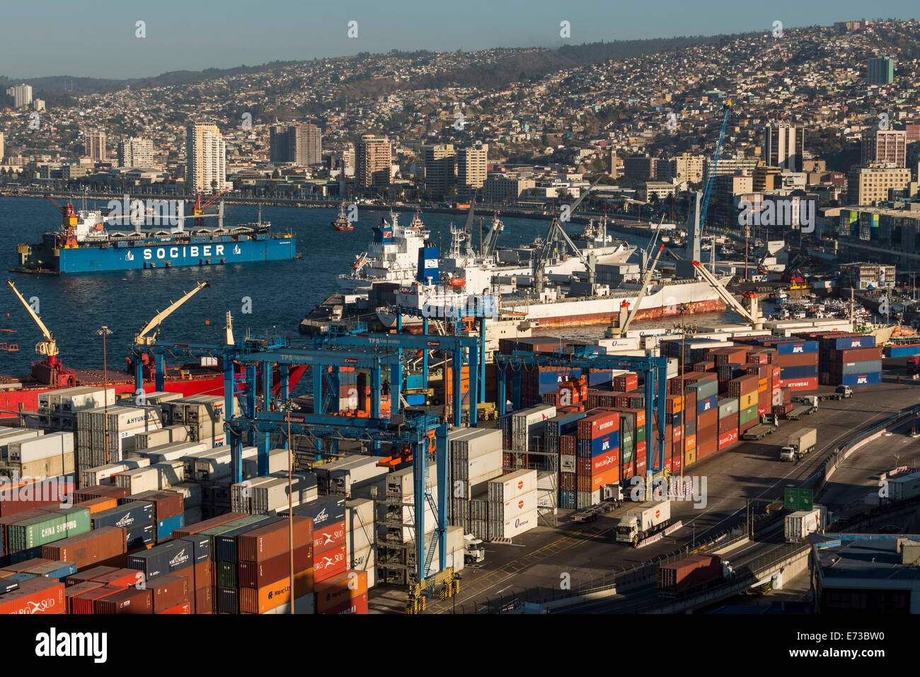 View of city and ports from Paseo 21 de Mayo, Cerro Playa Ancha ...