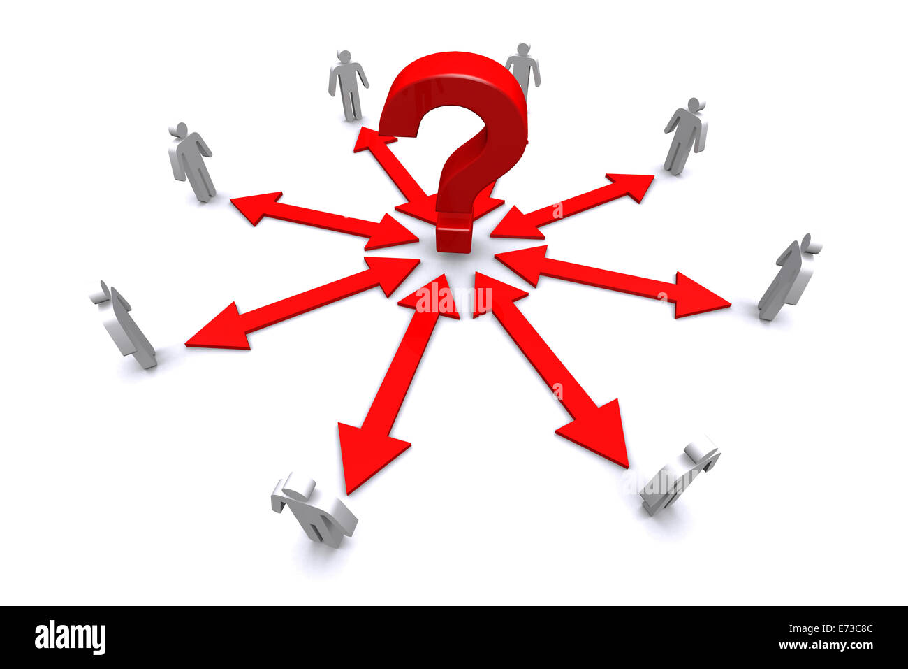 Conceptual question mark sign standing around with business man on ...