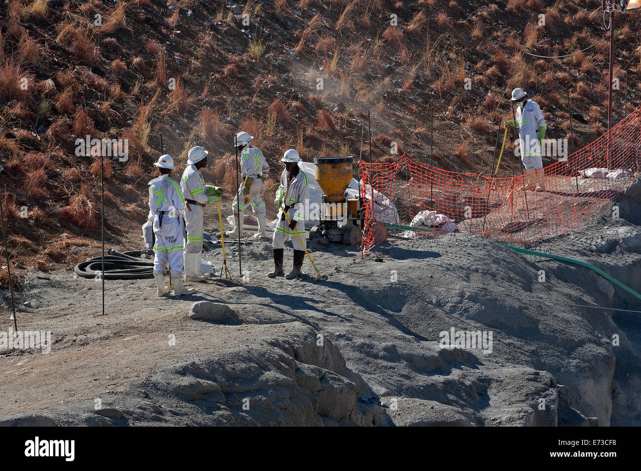 Building safe area around ramp shaft entrance portal at new platinum ...