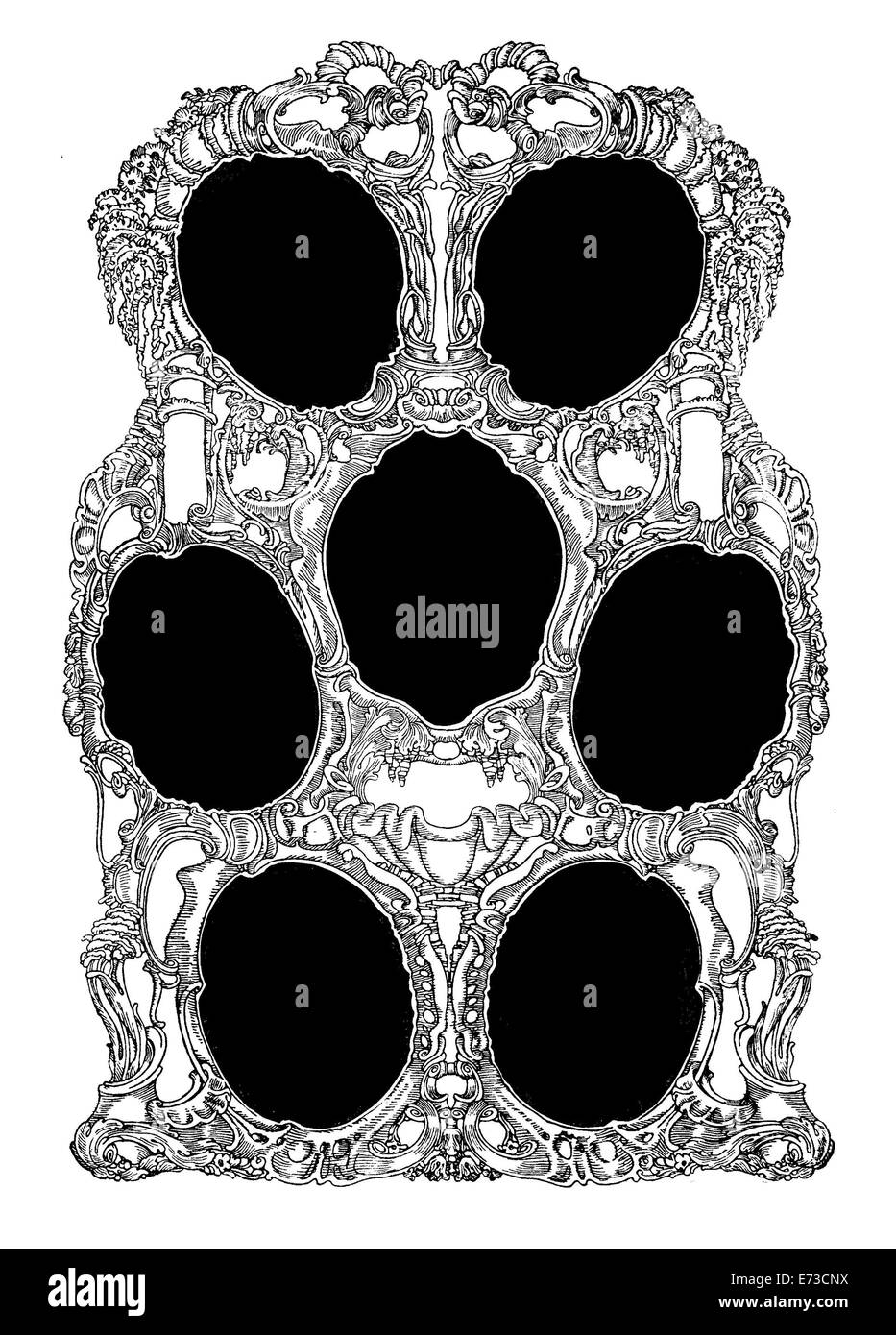 Portraits frame with 7 places and ornamental borders Stock Photo - Alamy