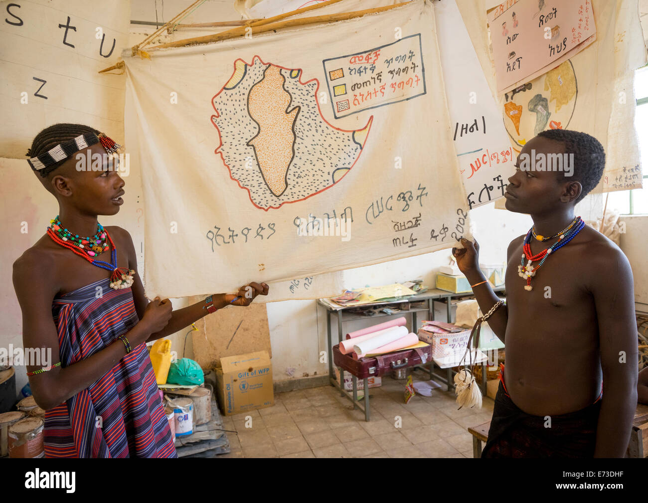 Hamer Tribe Kids In A School, Turmi, Omo Valley, Ethiopia Stock Photo ...