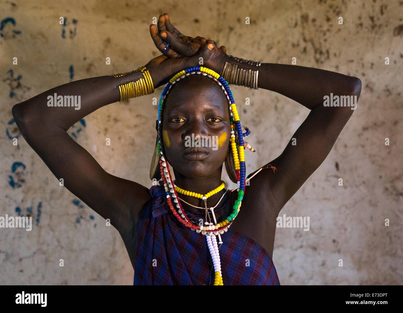 Mursi Tribe Beauty, Hail Wuha Village, Omo Valley, Ethiopia Stock Photo ...