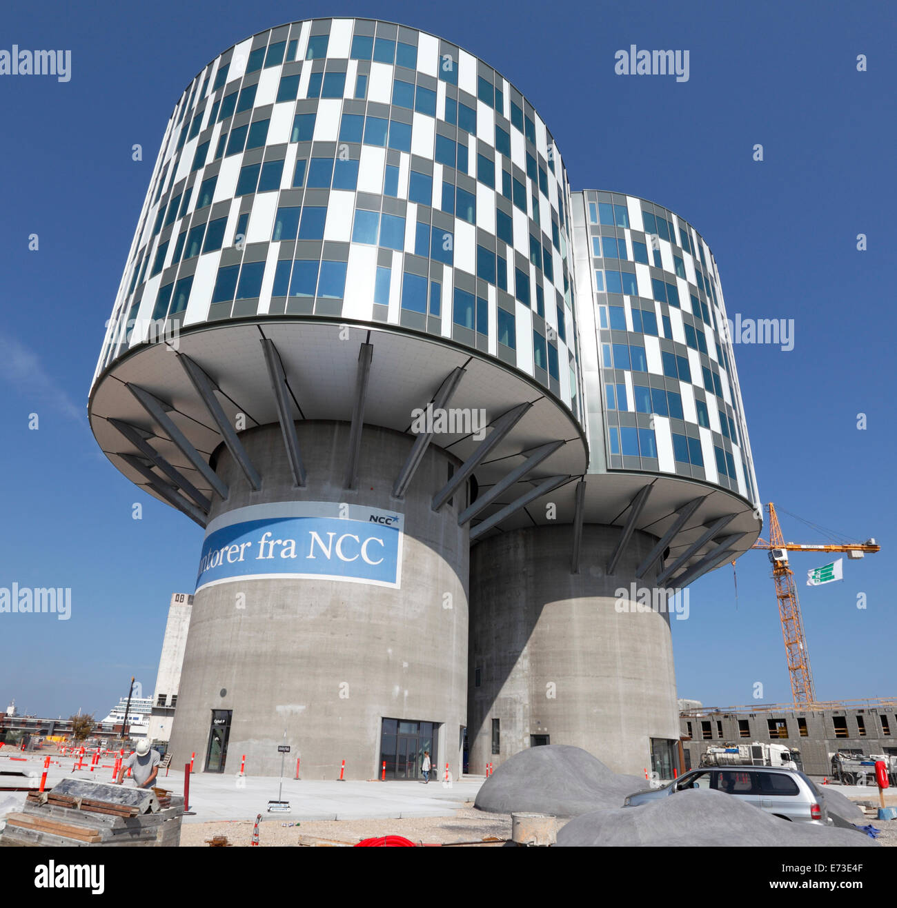 The two former Aalborg Portland cement silos at Nordhavn in Copenhagen ...