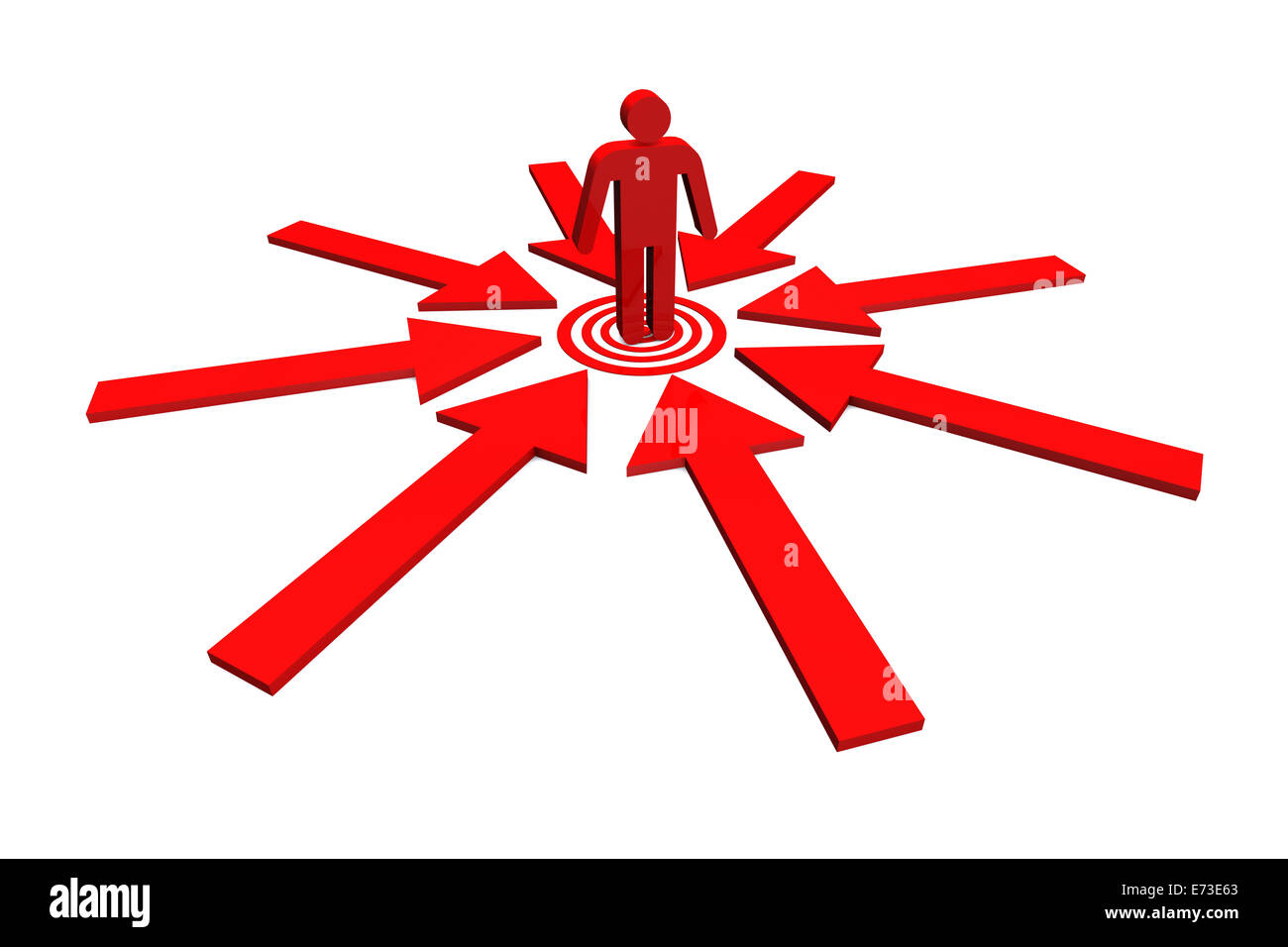 Red team leader on point target around with red arrow isolated on white ...