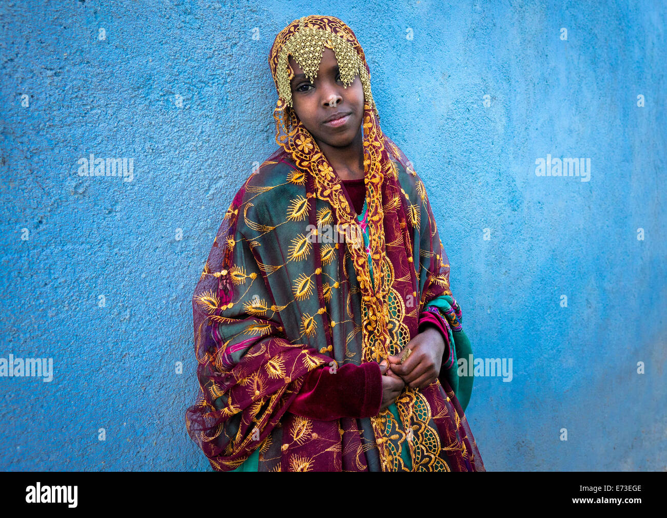 Miss Fayo, An Harari Girl In Traditional Costume, Harar, Ethiopia Stock ...