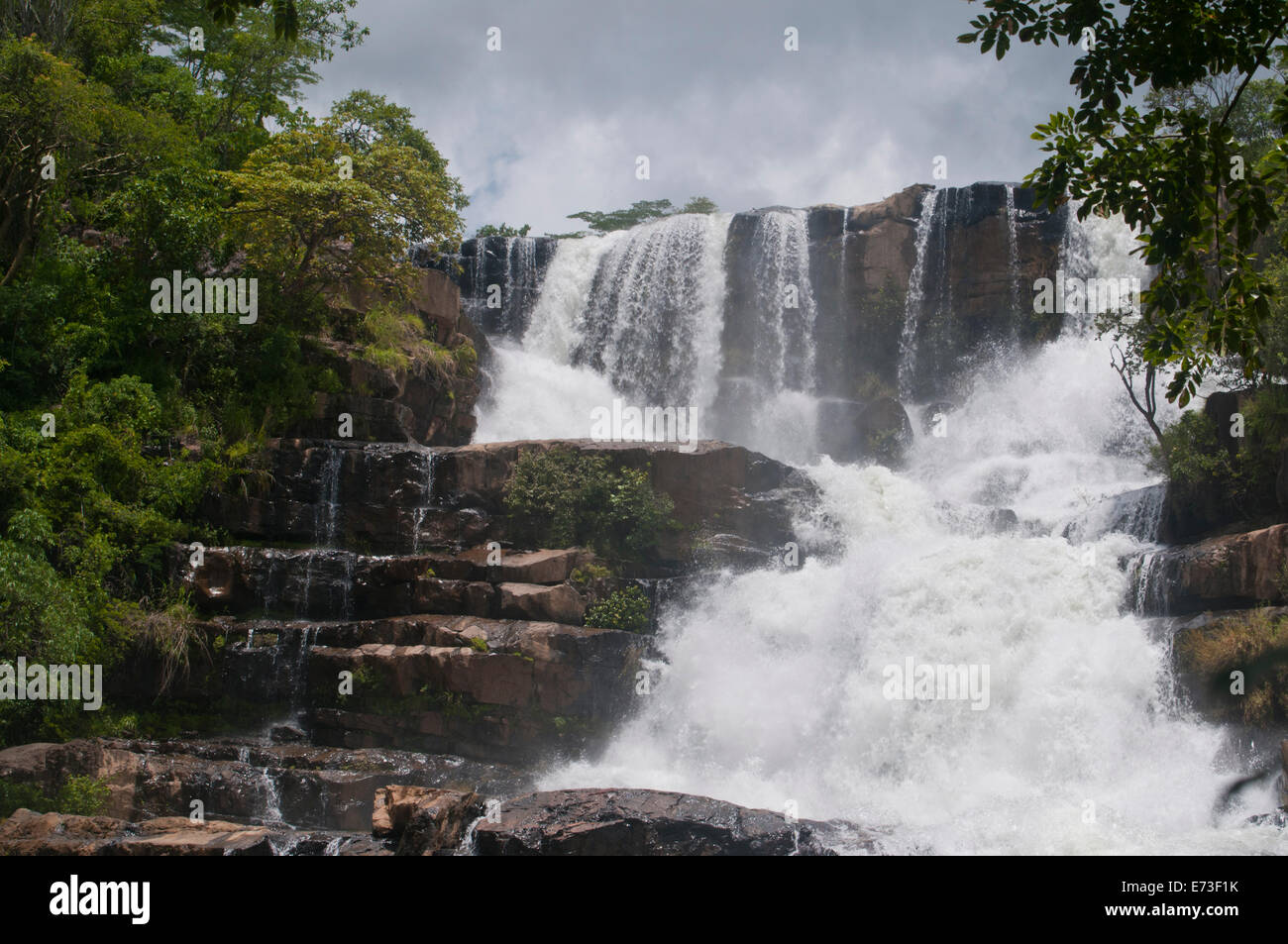 View of Kimani Falls a waterfall surrounded by forest in Tanzania Stock ...