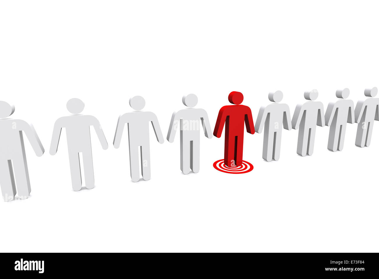 Group of business workers with red team leader on white background ...