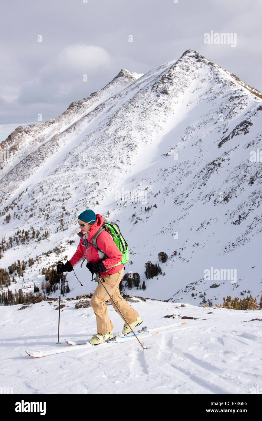 A female backcountry skier near Pony, Montana Stock Photo - Alamy