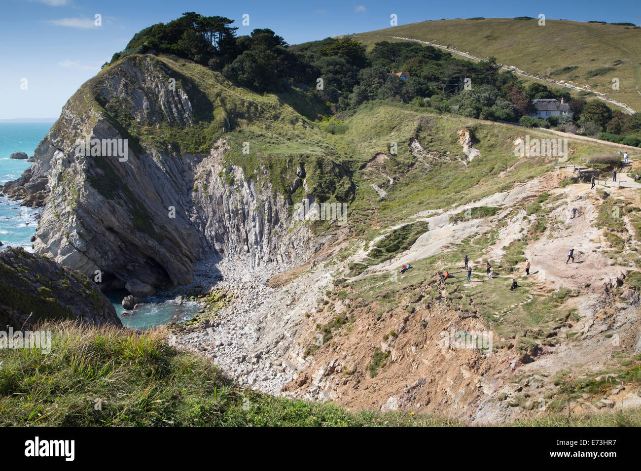 Indian Summer dramatic jurassic cliffs at Lulworth Cove Dorset, UK ...