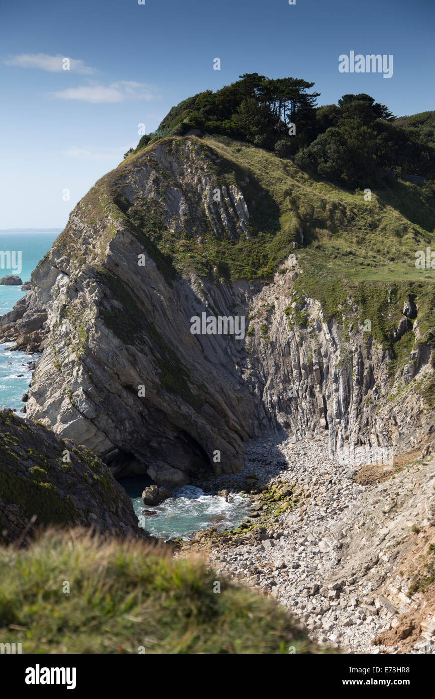 Indian Summer dramatic jurassic cliffs at Lulworth Cove Dorset, UK ...