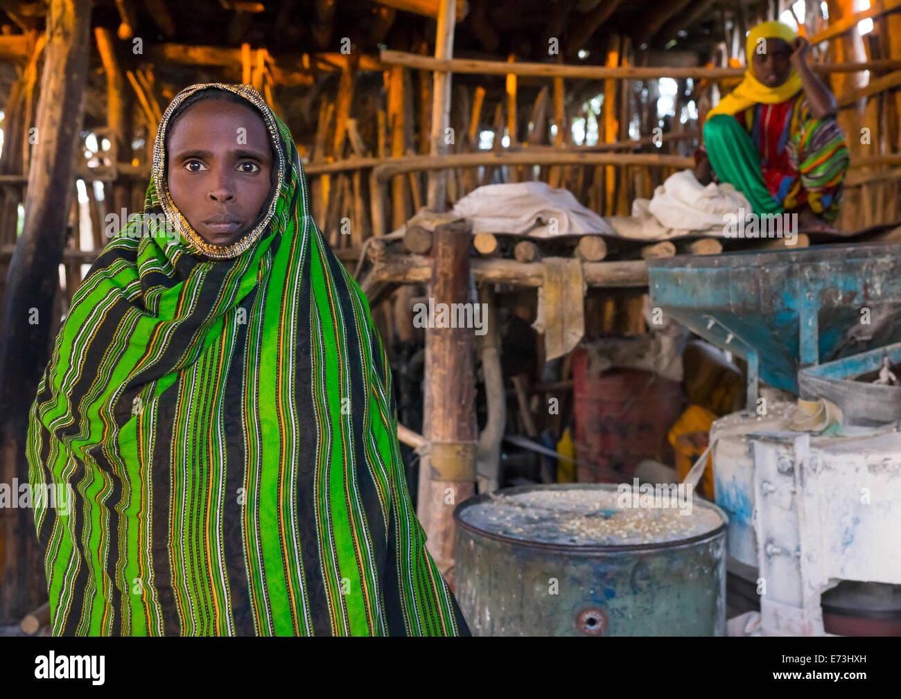 Afar People Inside A Mill, Afambo, Ethiopia Stock Photo - Alamy