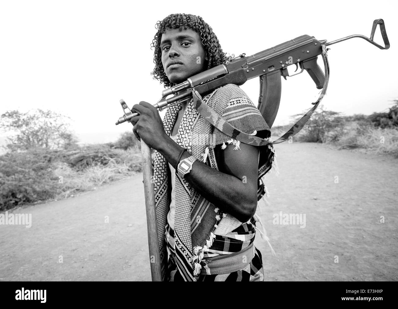Afar Tribe Warrior, Afambo, Afar Regional State, Ethiopia Stock Photo ...