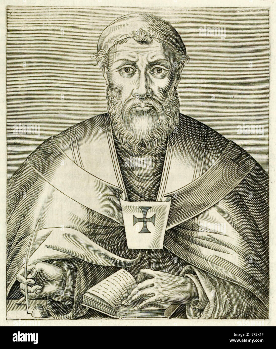 Saint Aurelius Ambrose (340-397) from “True Portraits…” by André Thévet ...