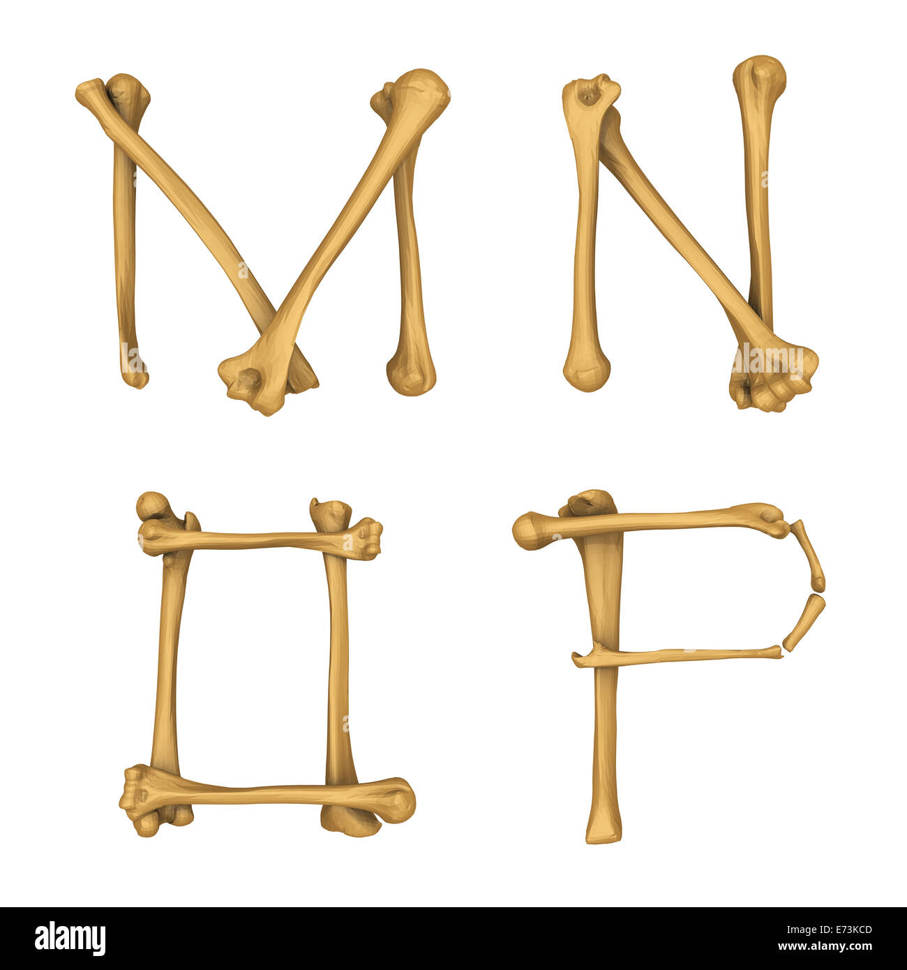 Skeleton alphabet M-P isolated on white background Stock Photo - Alamy