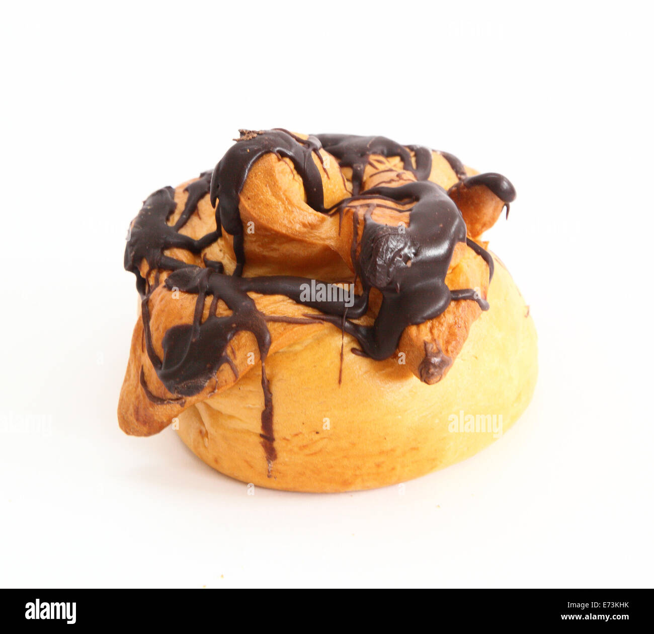 bun with chocolate isolated on white background Stock Photo - Alamy