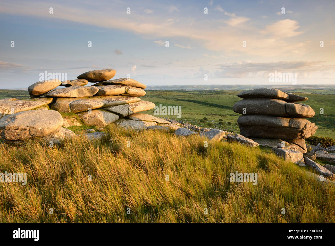Last light hitting a stack of rocks on Stowe's Hill, Bodmin Moor ...