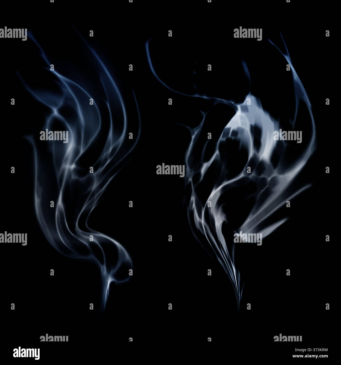 Two smoke form on black background Stock Photo - Alamy