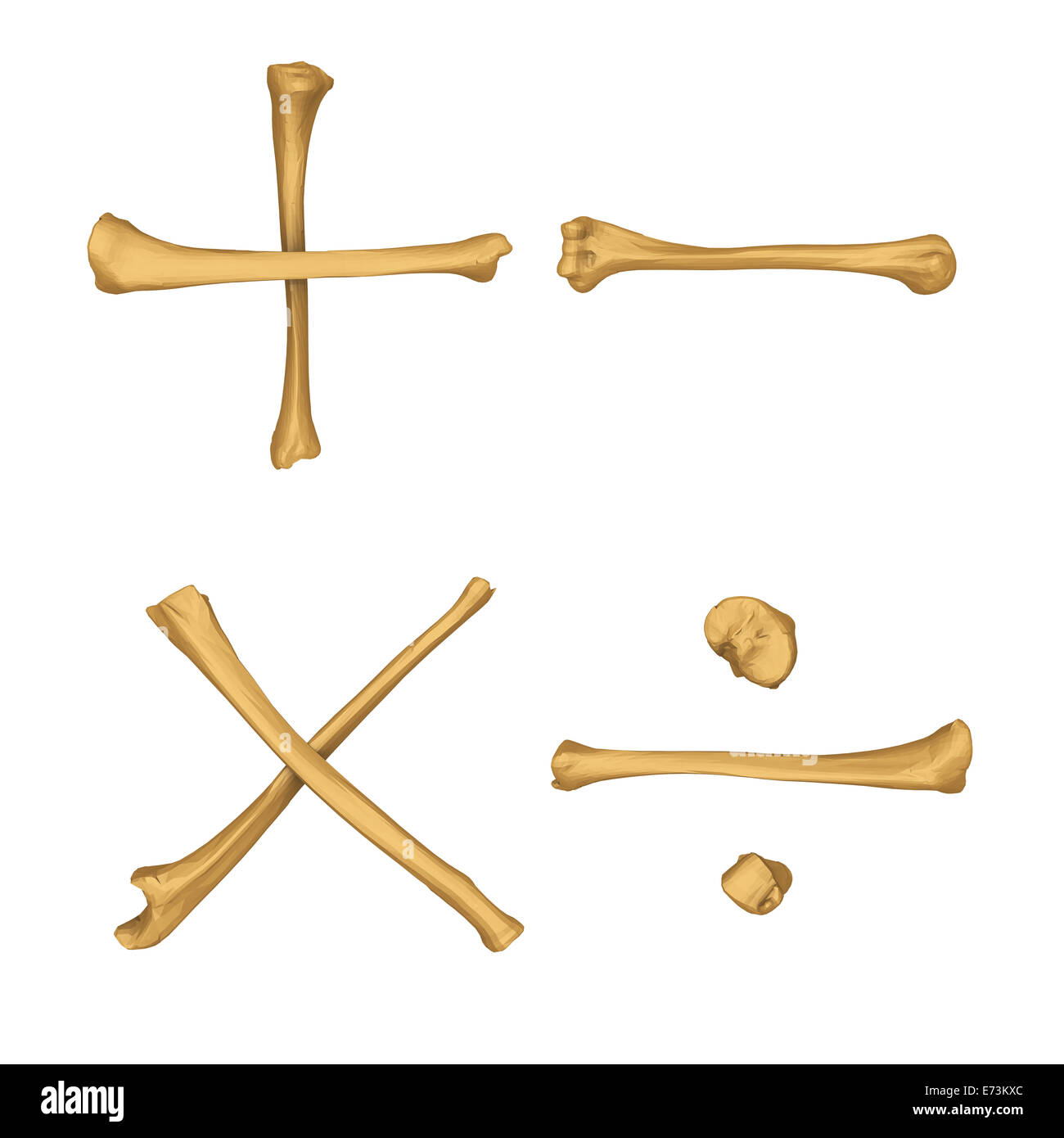 Skeleton alphabet calculate sign isolated on white background Stock ...