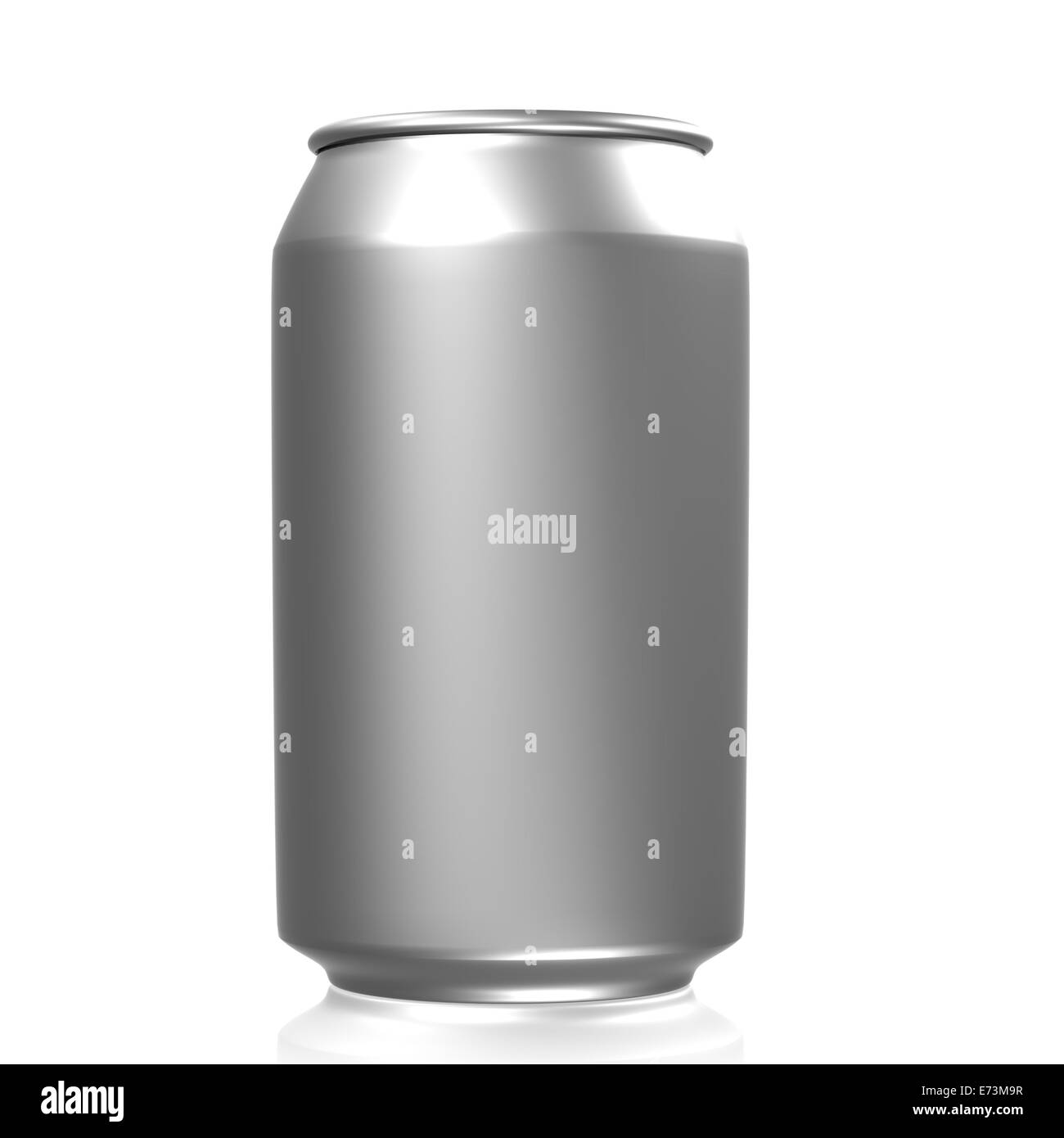 Silver soda can with reflection on white background Stock Photo - Alamy