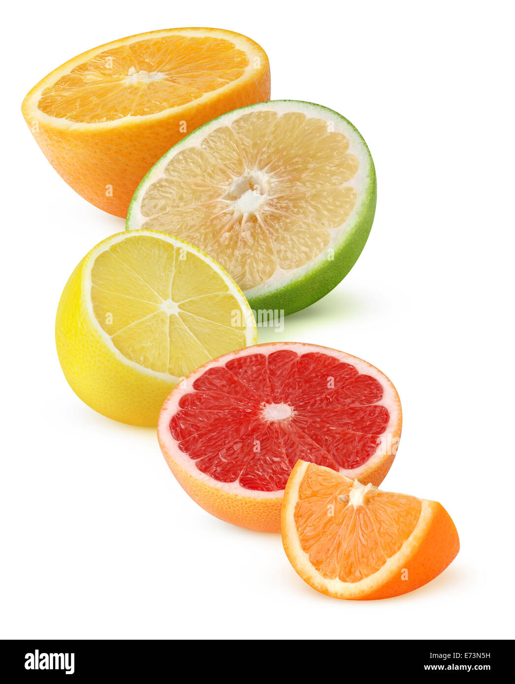 Citrus fruits on white background Stock Photo - Alamy