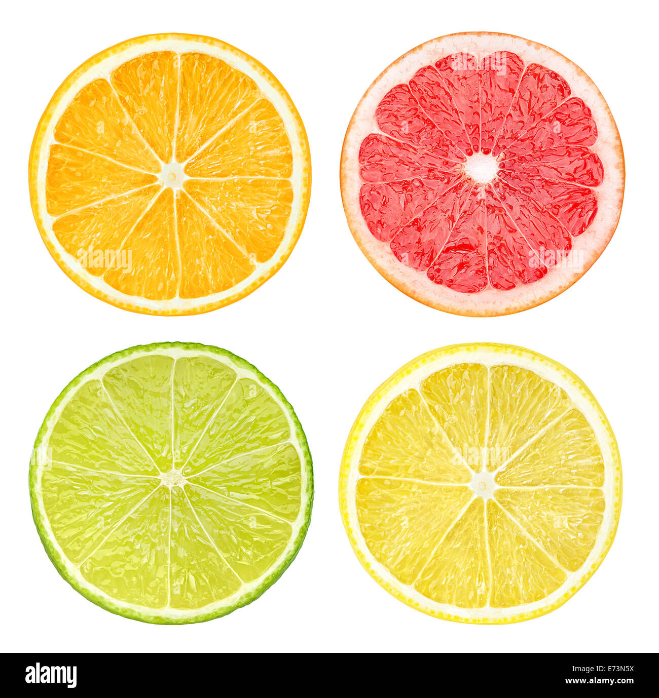 Slices of citrus fruits on white background Stock Photo - Alamy