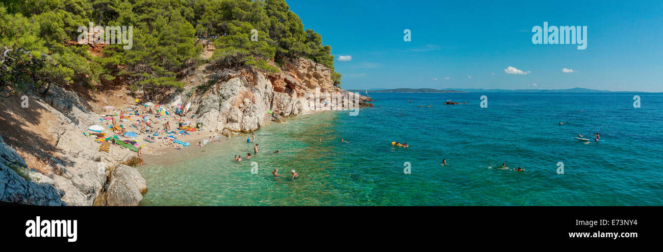 Tourists on a beach in Jagodna village, Hvar island, Croatia Stock ...