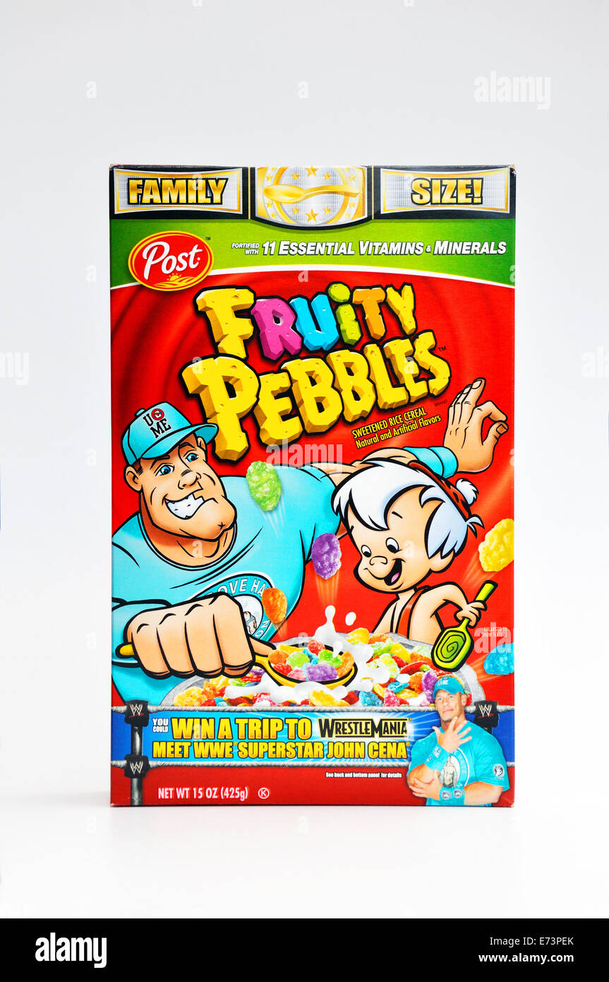 Fruity Pebbles breakfast cereal Stock Photo - Alamy