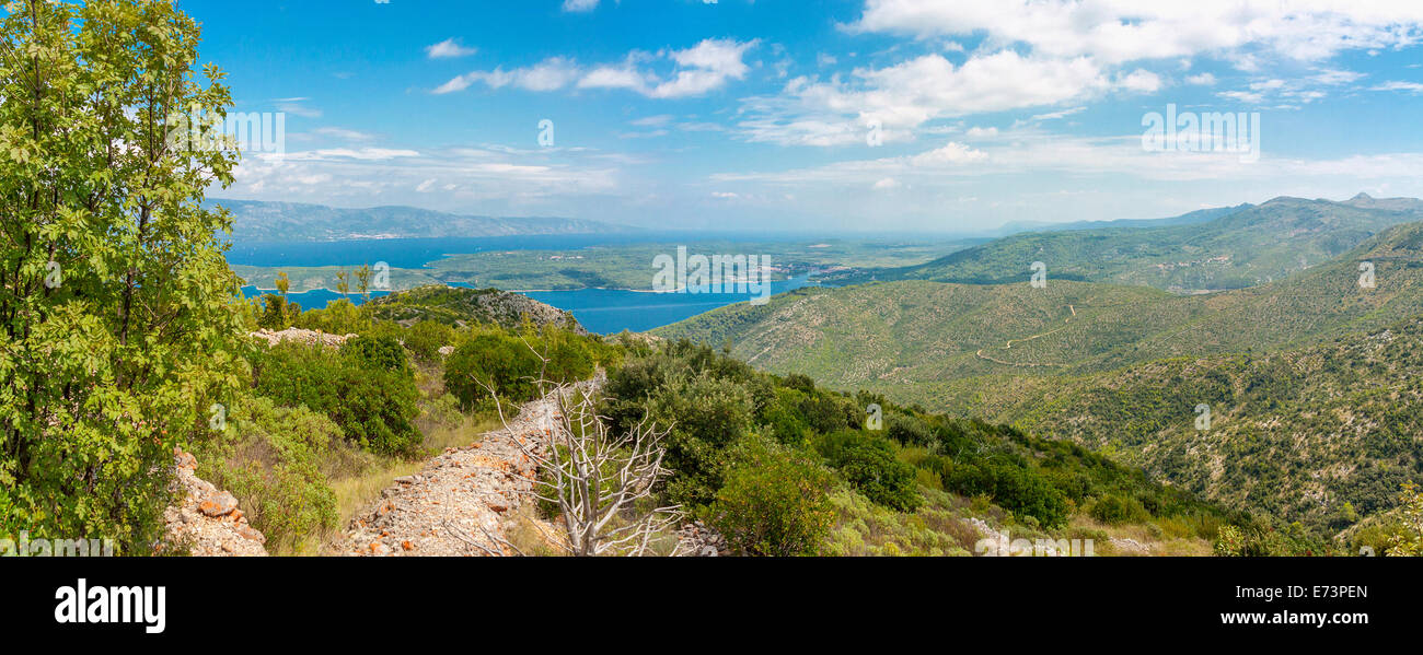 View towards Stari Grad Bay from viewpoint near Velo Grablje village ...