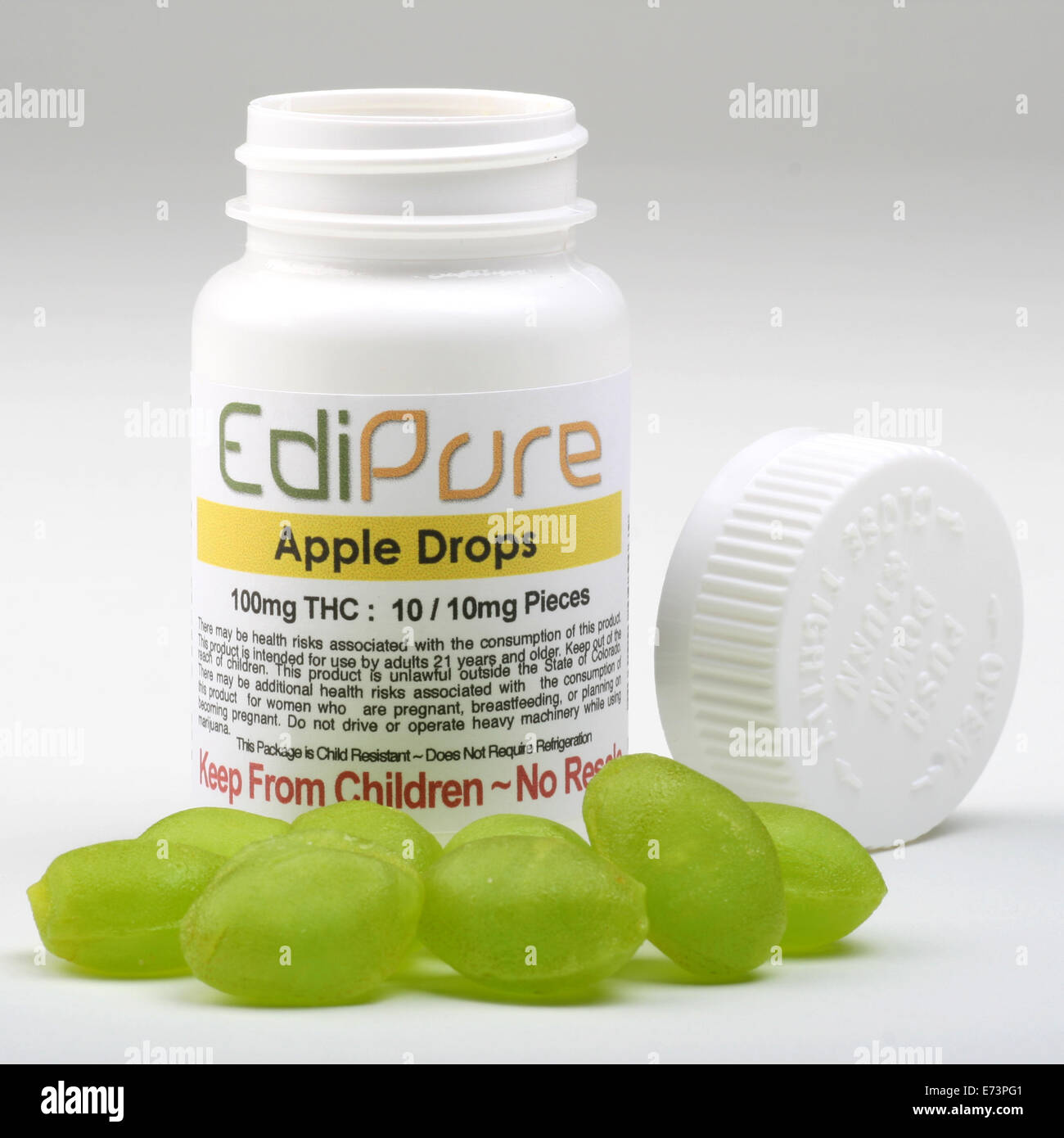 Bottle of "EdiPure Apple Drops," a form of edible marijuana legal in ...