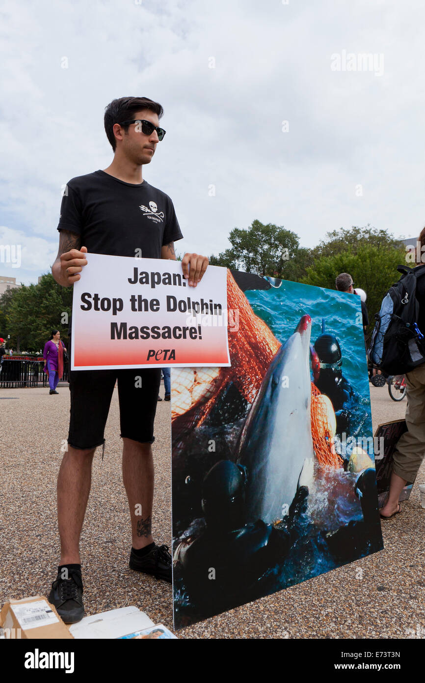 PETA members protesting in front of the White House against Japanese ...