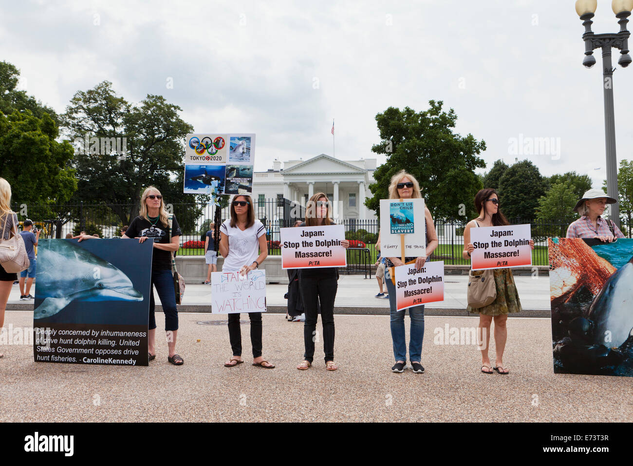 PETA members protesting in front of the White House against Japanese ...