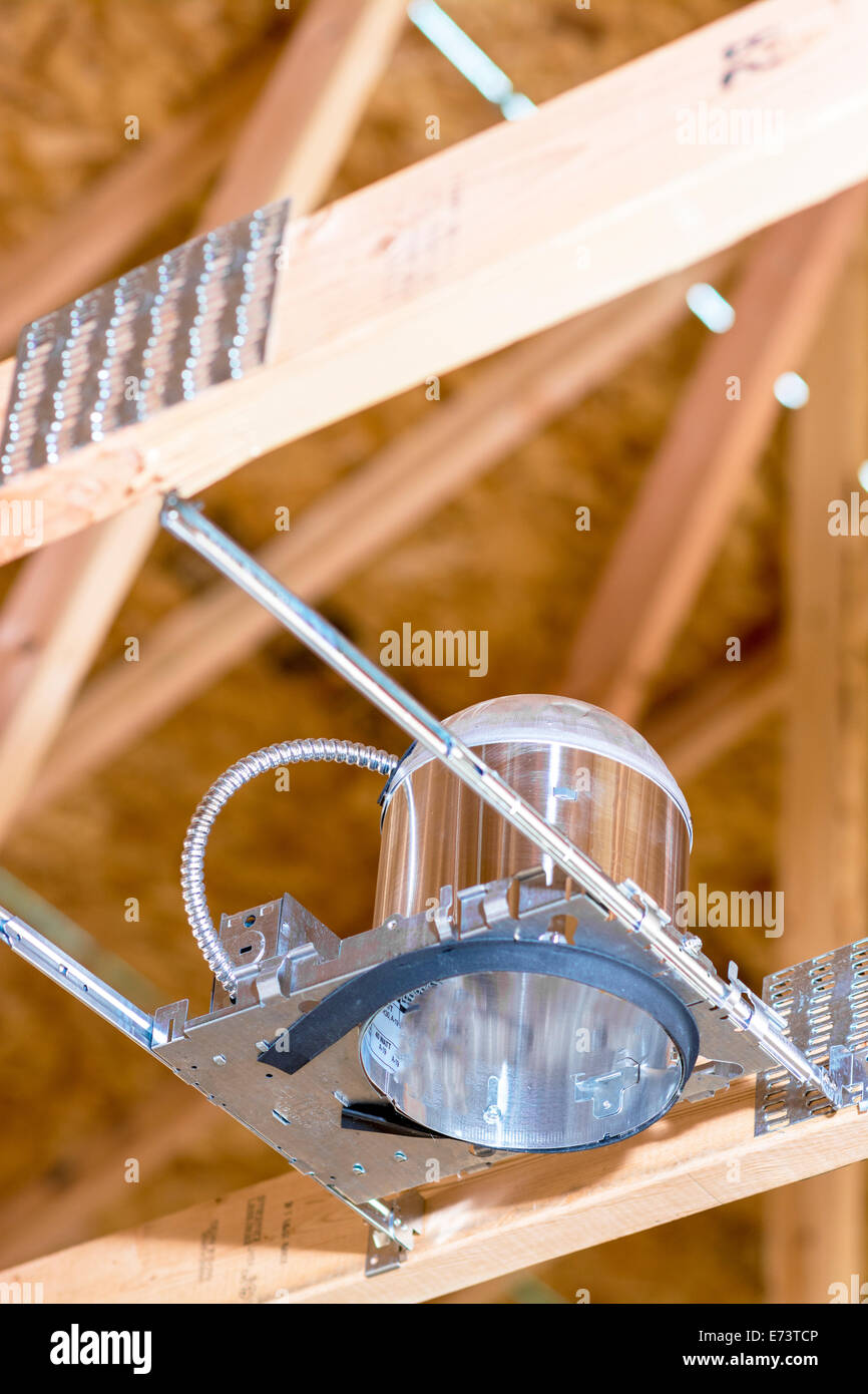 Can light fixture in new home construction Stock Photo - Alamy