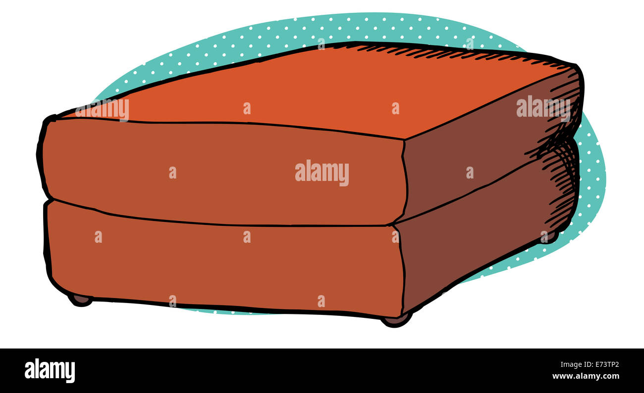 Red foot rest furniture cartoon with blue halftone Stock Photo - Alamy